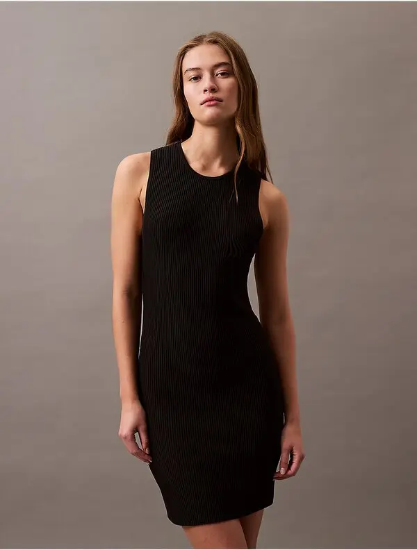 Calvin Klein Ribbed Mini Dress - Black