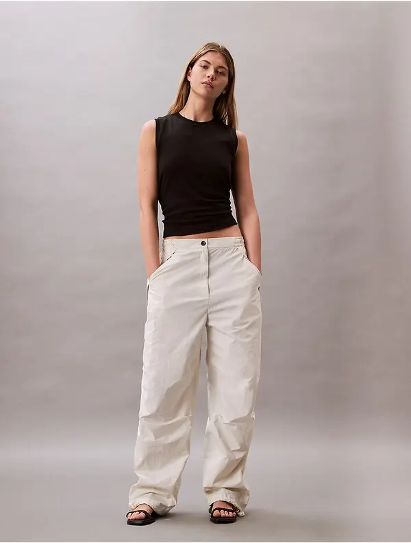 Calvin Klein Crinkle Nylon Parachute Pants - Tofu