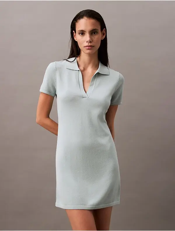 Calvin Klein Liquid Shine Mini Dress - Cloud Blue