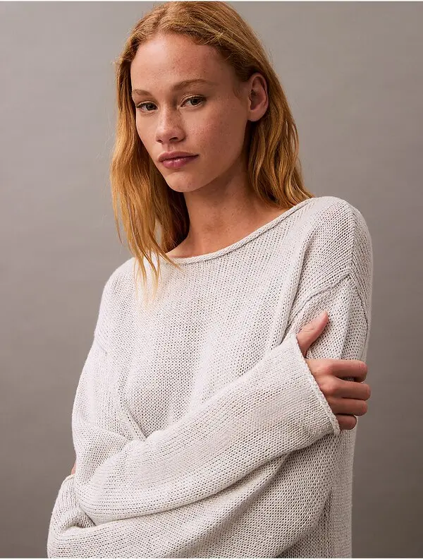 Calvin Klein Linen Blend Relaxed Sweater - Lunar Rock