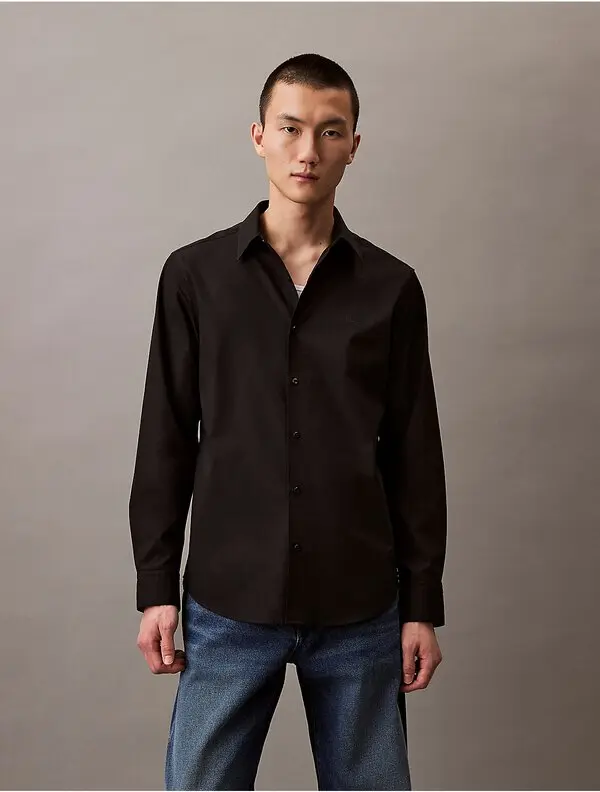 Calvin Klein Classic Stretch Button-down Shirt - Black