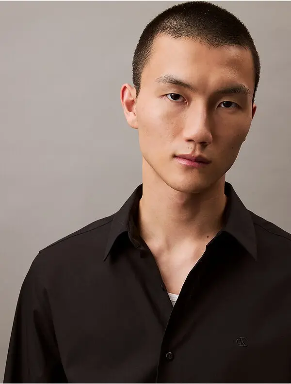 Calvin Klein Classic Stretch Button-down Shirt - Black