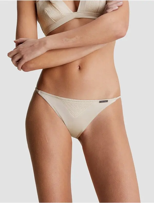 Calvin Klein Structured Bikini Bottom - Stony Beige