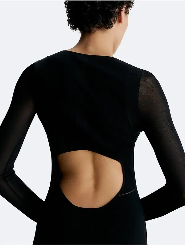 Calvin Klein Sheer Cut-out Back Maxi Dress