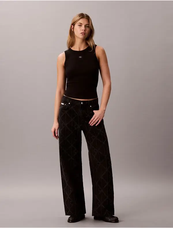 Calvin Klein Cotton Stretch Rib Tank Top - Black