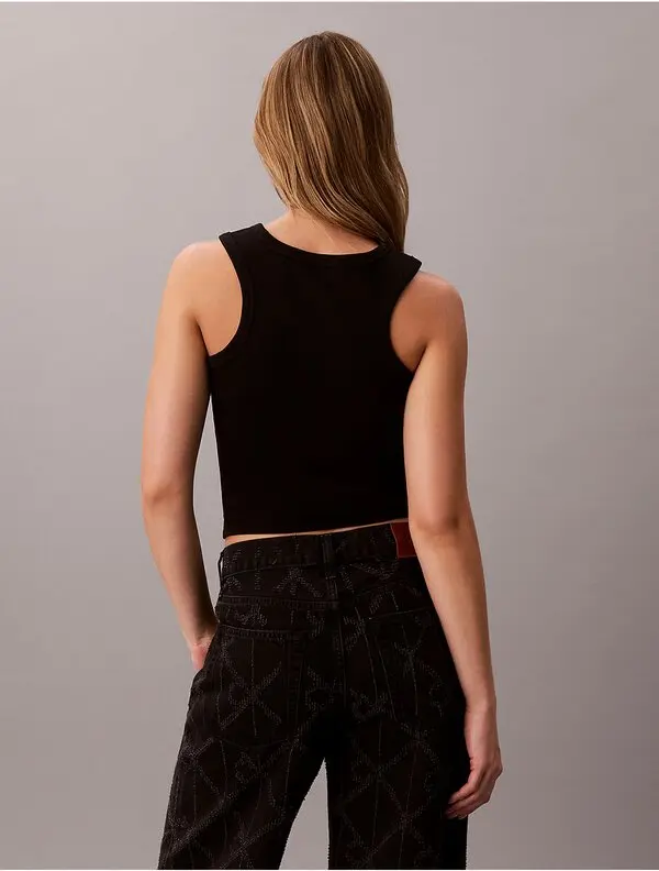 Calvin Klein Cotton Stretch Rib Tank Top - Black