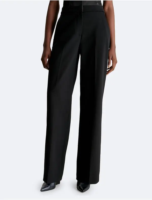 Calvin Klein Tux Satin Wide Leg Trousers