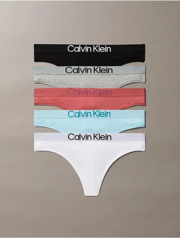 Calvin Klein Maximum Cotton 5-pack Thong - Antarctic Blue Multi