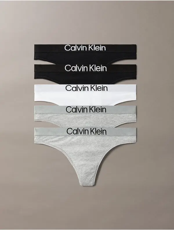 Calvin Klein Maximum Cotton 5-pack Thong - Black / Grey Heather / White