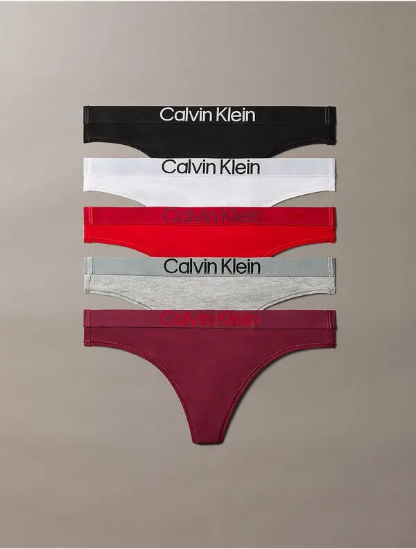 Calvin Klein Maximum Cotton 5-pack Thong - Established Red Multi