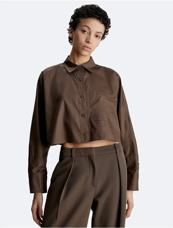 Calvin Klein Cropped Dolman Button-down Shirt