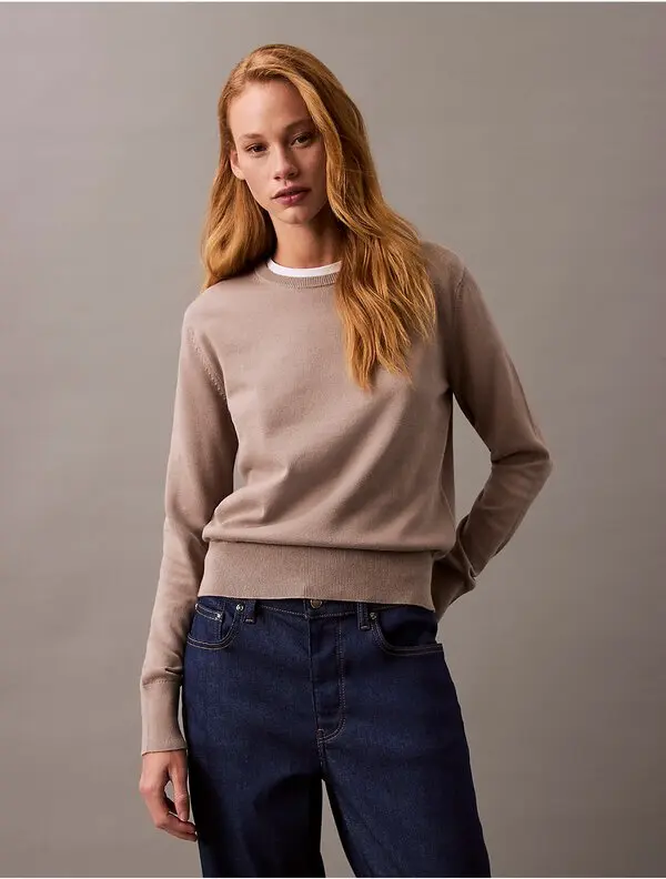 Calvin Klein Smooth Cotton Sweater - Cinder