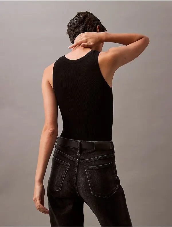 Calvin Klein Ribbed Cotton Tank Top - Black