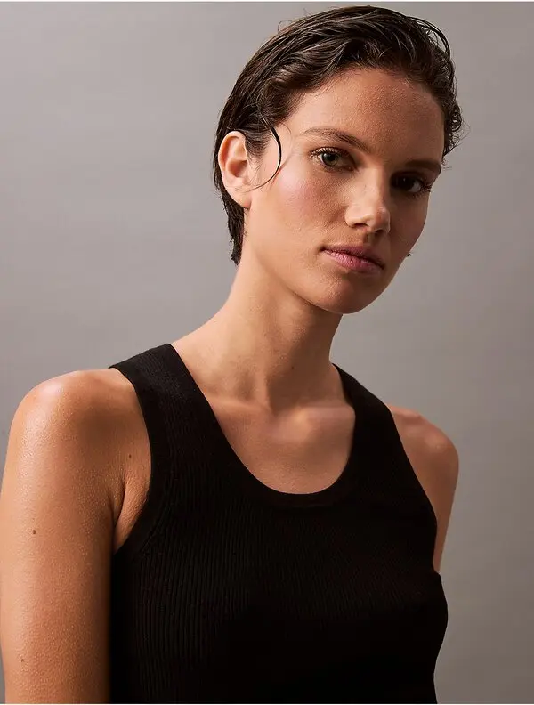 Calvin Klein Ribbed Cotton Tank Top - Black
