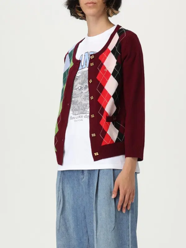 GANNI Argyle Cardigan - Burgundy