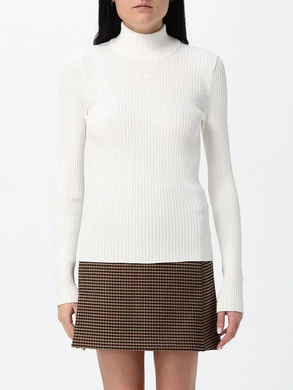 COURREGES Ribbed Turtleneck Top - White