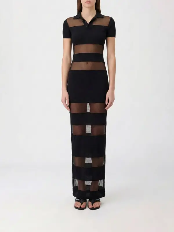 Coperni Semi-sheer Polo Dress - Black