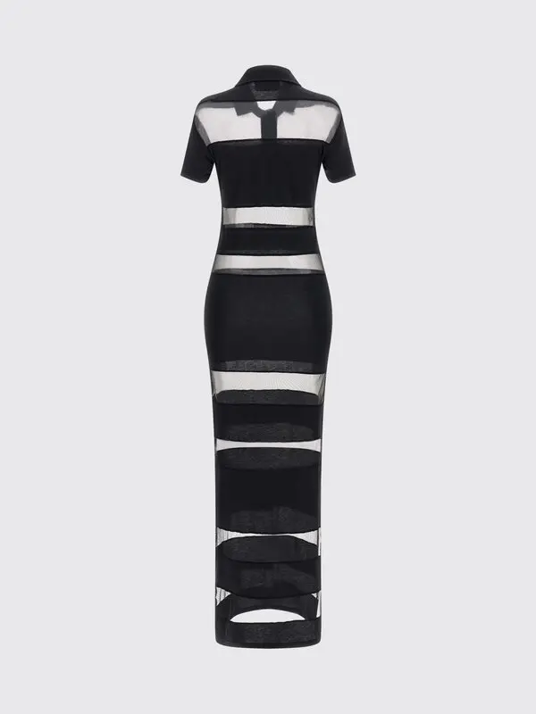 Coperni Semi-sheer Polo Dress - Black