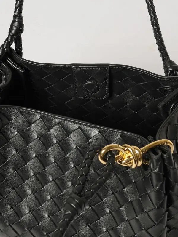 Bottega Veneta Parachute Intrecciato Lambskin Shoulder Bag - Black