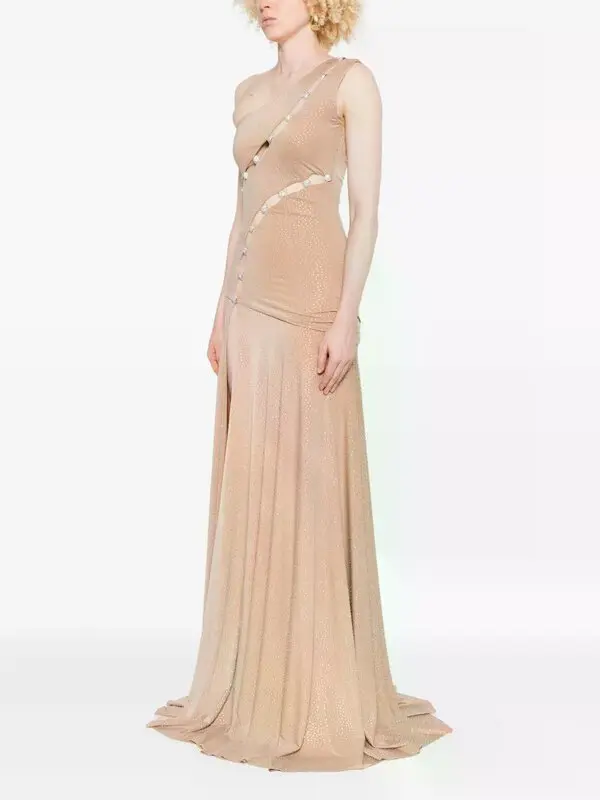 NISSA Crystal-embellished Maxi Dress - Neutrals