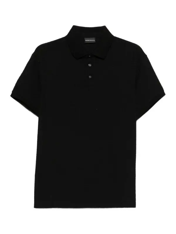 Emporio Armani Logo Cotton Polo Shirt - Black