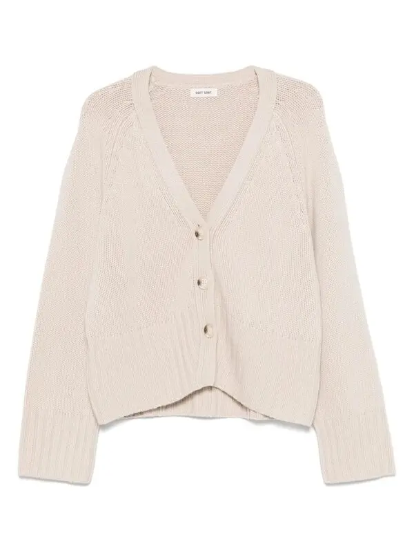 Soft Goat Cashmere V-neck Cardigan - Beige