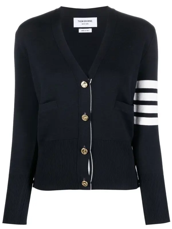 Thom Browne 4-bar Wool Cardigan - Blue