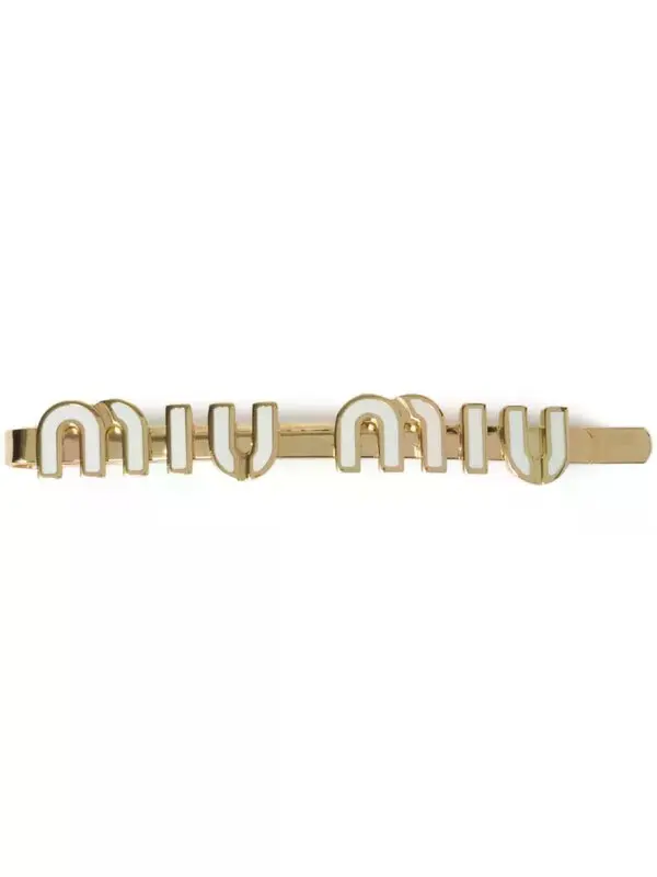 Miu Miu Logo-lettering Hairclip - Gold
