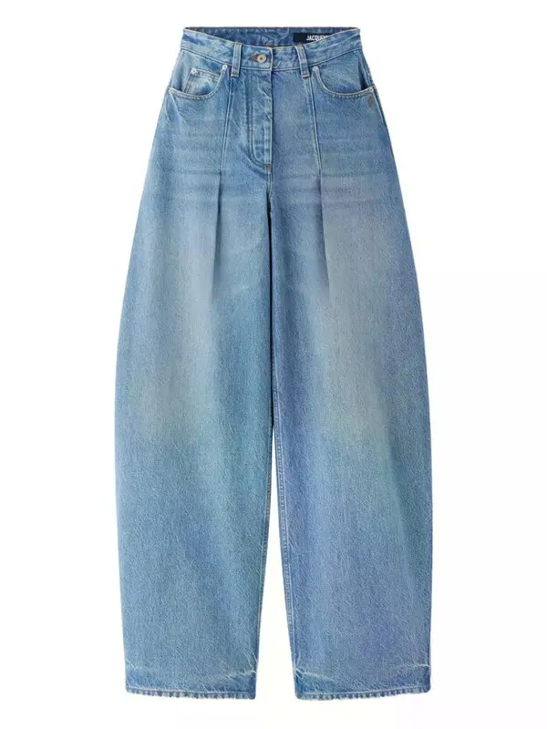 Jacquemus Ovalo De-nîmes High-waisted Wide-leg Jeans - Blue