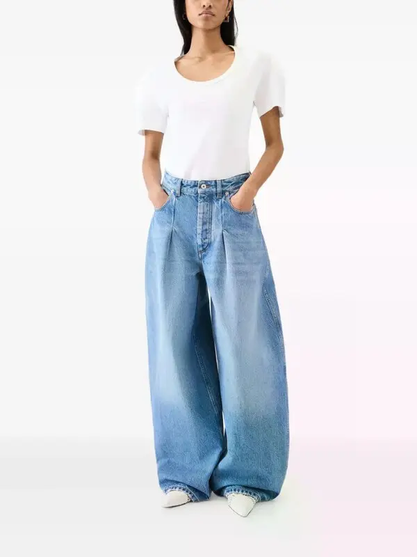 Jacquemus Ovalo De-nîmes High-waisted Wide-leg Jeans - Blue