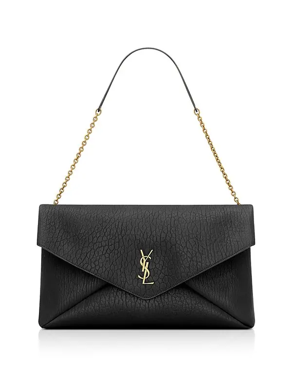 Saint Laurent Cassandre Xxl Envelope Pouch On Chain - Black Lambskin/gold