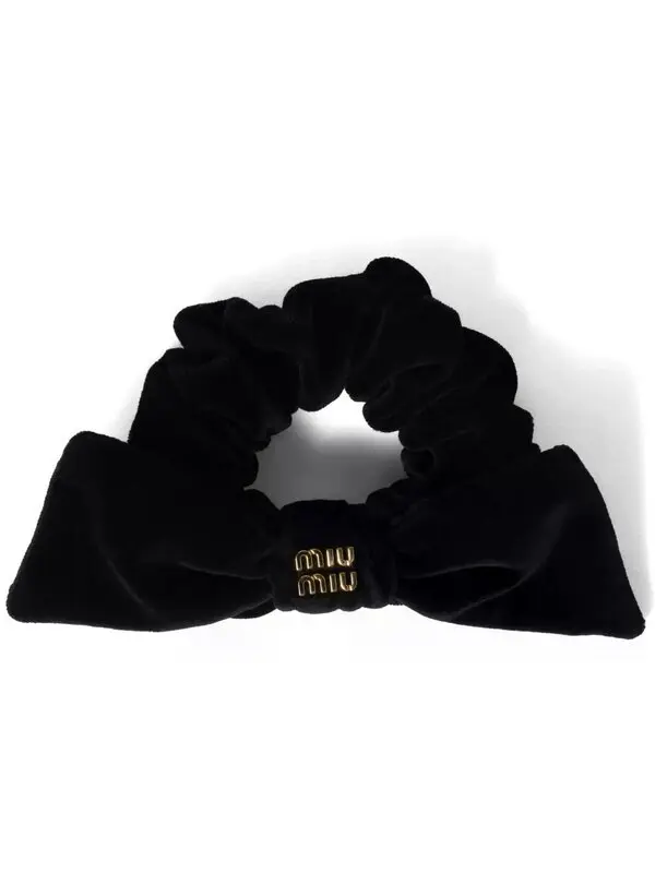 Miu Miu Velvet Scrunchie With Bow Detail - Black