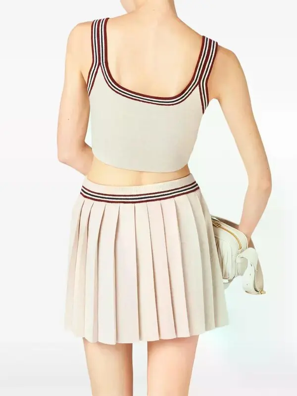 Miu Miu Pleated Knitted Cashmere Miniskirt - Neutrals