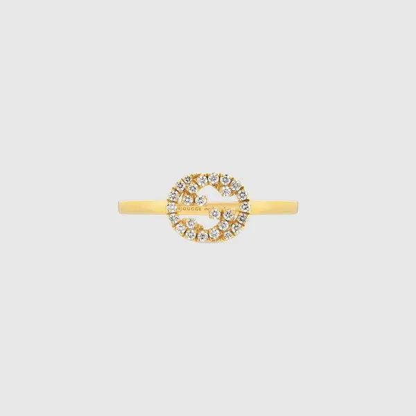 Gucci Interlocking G Diamond 18k Ring - Yellow Gold