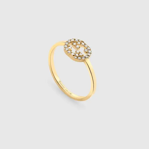Gucci Interlocking G Diamond 18k Ring - Yellow Gold