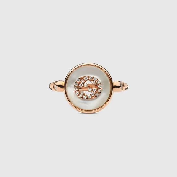 Gucci Interlocking G Diamond 18k Ring - Rose Gold