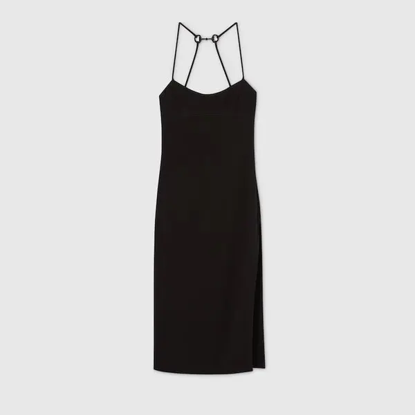 Gucci Silk Dress with Crystal Horsebit, Size 38 It, Black, Ready-to-wear