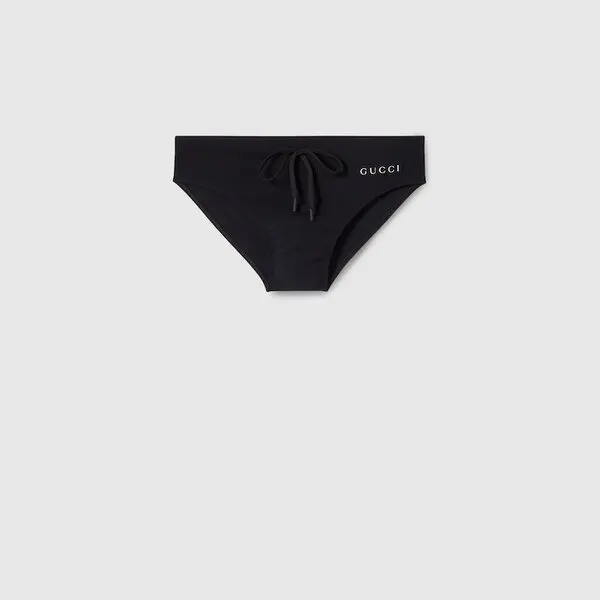 Gucci Elastane Swim Briefs With Logo - Black