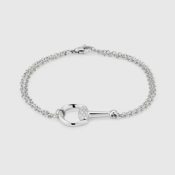 Gucci Horsebit Diamond 18k Bracelet - White Gold