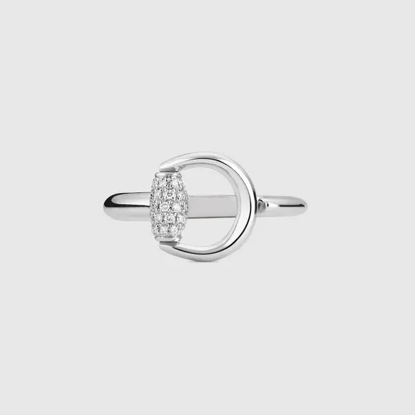Gucci Horsebit 18k Diamond Ring - White Gold