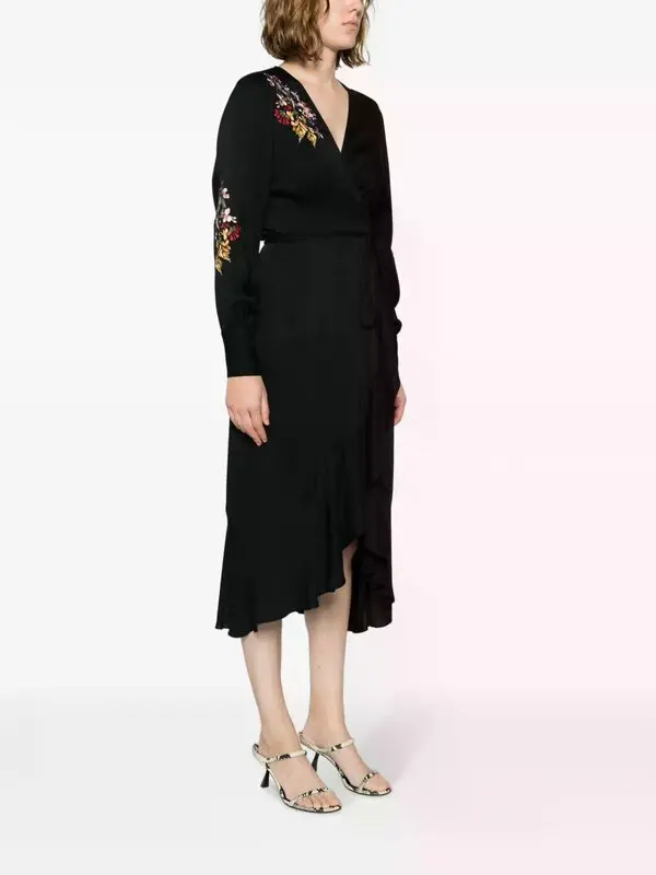 TWINSET Floral-embroidered Crepe Wrap Dress