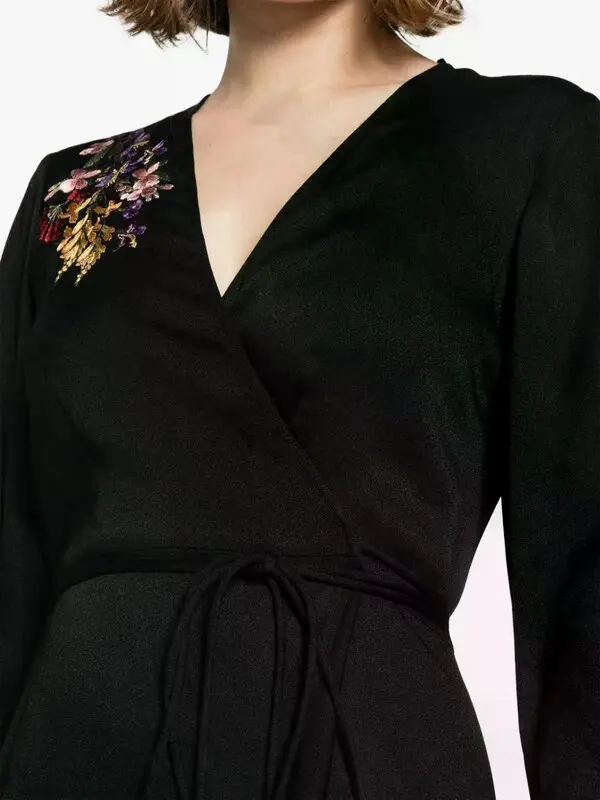 TWINSET Floral-embroidered Crepe Wrap Dress