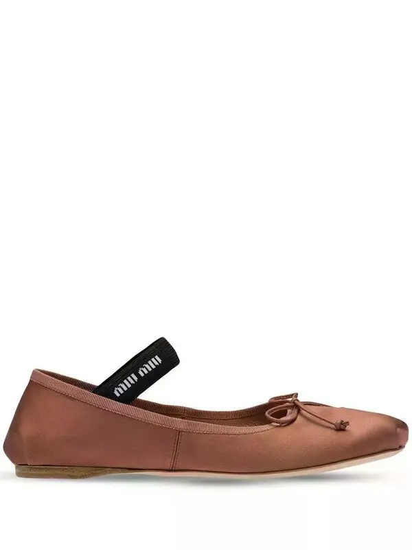 Miu Miu Satin Slip-on Ballerina Shoes - Brown