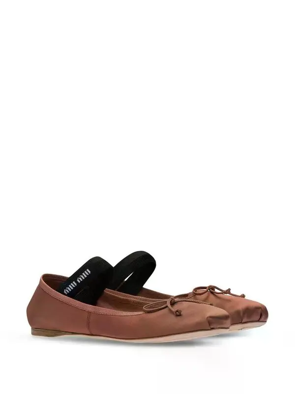Miu Miu Satin Slip-on Ballerina Shoes - Brown