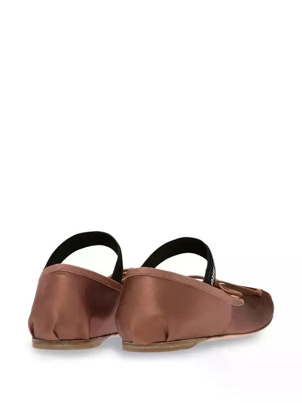 Miu Miu Satin Slip-on Ballerina Shoes - Brown