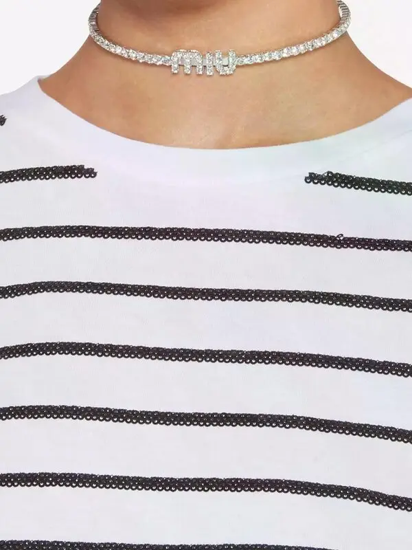 Miu Miu Crystal-embellished Logo Necklace