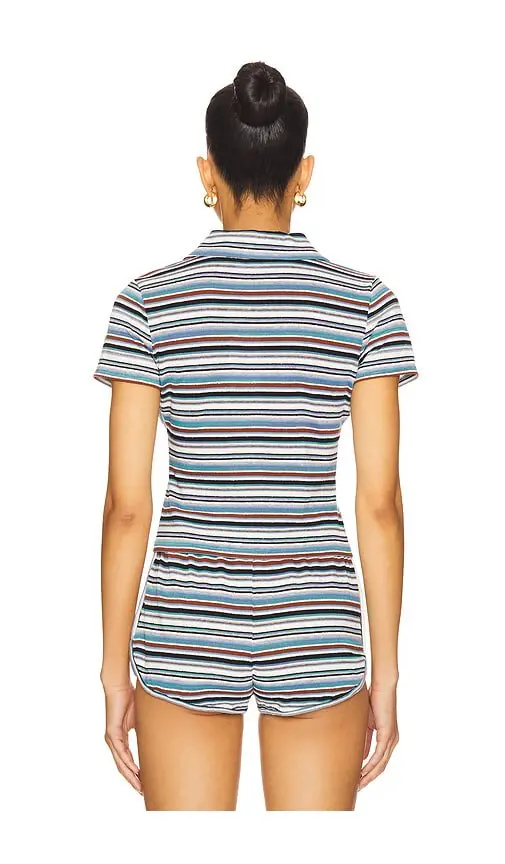 LOVERS AND FRIENDS Lorraine Striped Knit Button-up Top