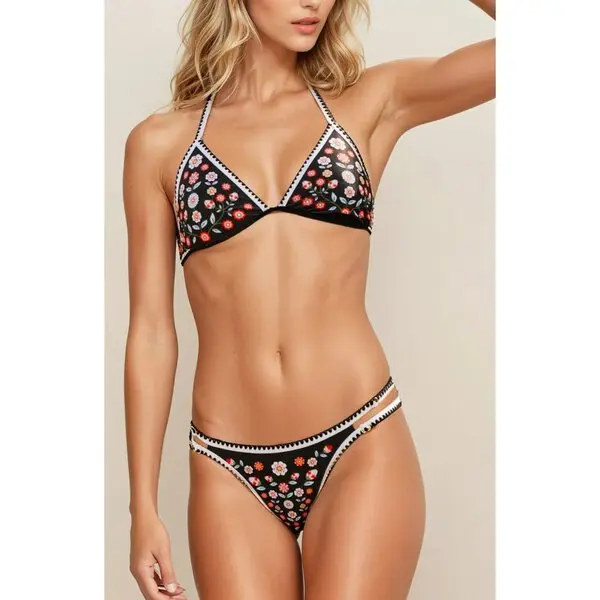 JESSIE ZHAO NEW YORK Reversible Printed Bikini Set - Black