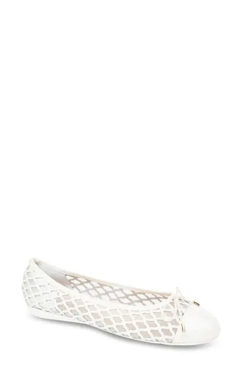 PAUL MAYER ATTITUDES Mesh Overlay Ballerina Flat - Pearl Patent