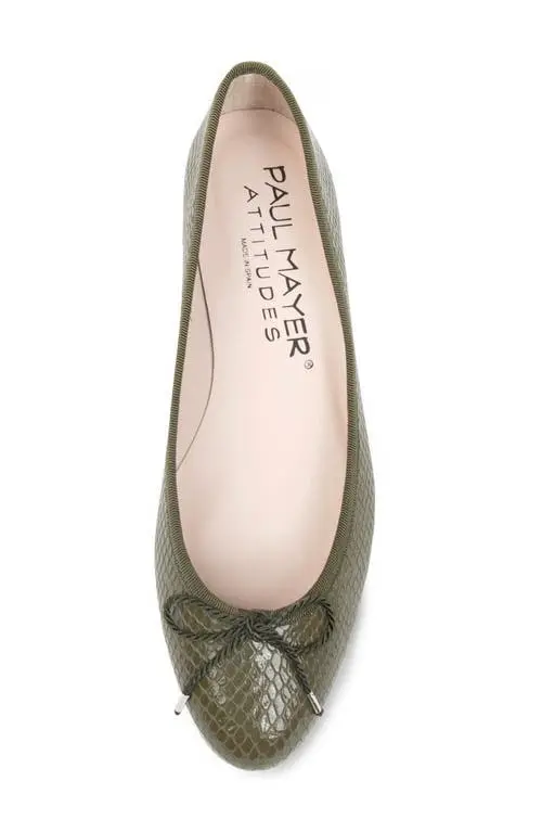 PAUL MAYER ATTITUDES Textured Ballerina Flats - Olive